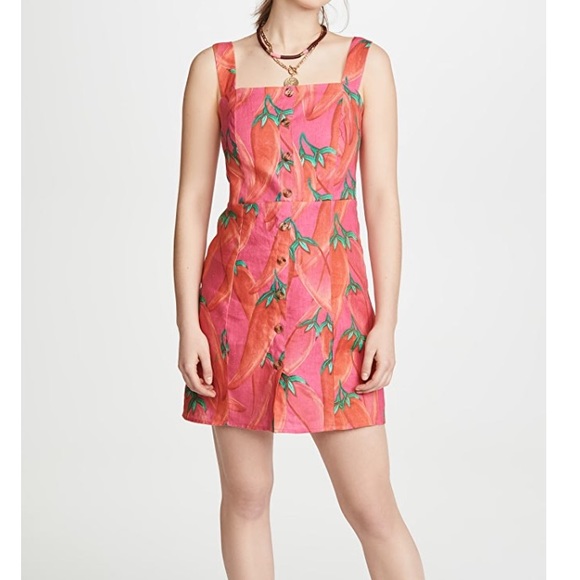 FARM Rio | Dresses | Farm Rio Chili Pepper Print Linen Dress S Nwt ...